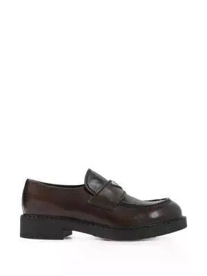 Prada Logo Plaque Calf Leather Loafers