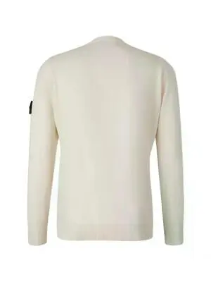 Stone Island Logo-patch Wool Crew Neck Sweater - Neutrals