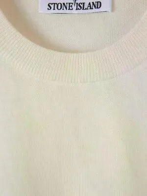 Stone Island Logo-patch Wool Crew Neck Sweater - Neutrals