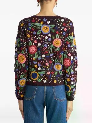 Etro Floral Embroidered Wool Cardigan