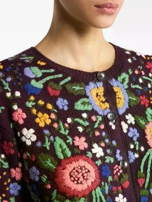 Etro Floral Embroidered Wool Cardigan