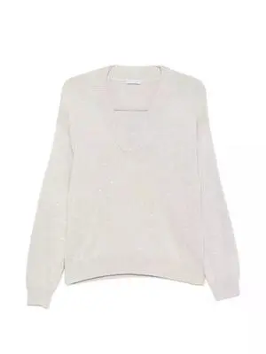 Brunello Cucinelli V-neck Sequin Embellished Sweater