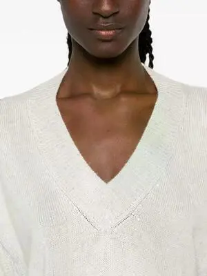 Brunello Cucinelli V-neck Sequin Embellished Sweater
