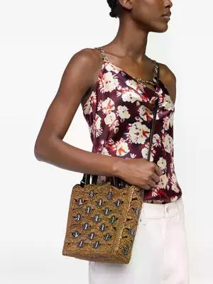 Rabanne 1969 Disc-embellished Raffia Crossbody Bag