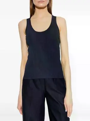 Max Mara Ribbed Knit Racer Back Tank Top - Blue