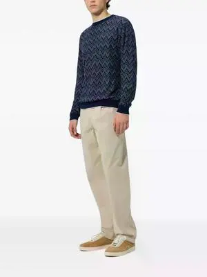 Missoni Crew Neck Cashmere Pullover With Zigzag Pattern
