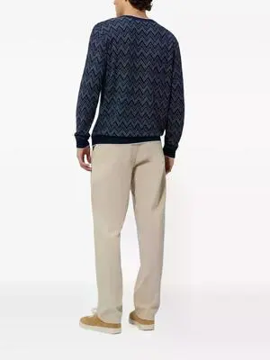 Missoni Crew Neck Cashmere Pullover With Zigzag Pattern