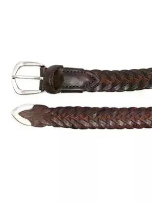 Eleventy Braided Leather Belt - Brown