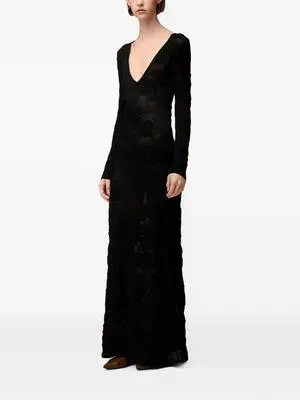 RETORI Retro Floral-lace Knitted Maxi Dress