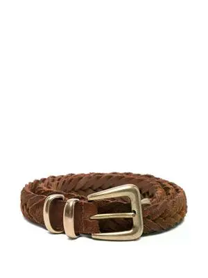 Eleventy Braided Suede Belt With Gold-tone Hardware - Brown