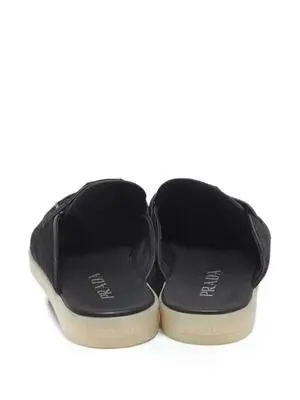 Prada Suede Triangle Logo Mules