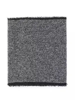 Faliero Sarti Herringbone-pattern Fringed Scarf - Black