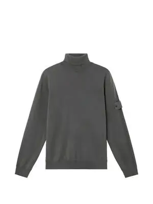 Stone Island Fine Knit Roll Neck Sweater With Logo Patch