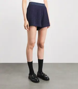 Sandro Crochet Denim-trim Shorts