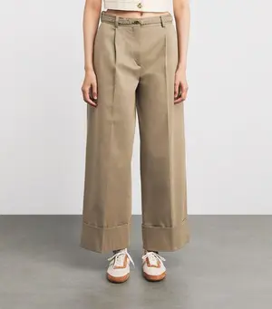 Sandro Cotton-blend Wide Pleated Trousers