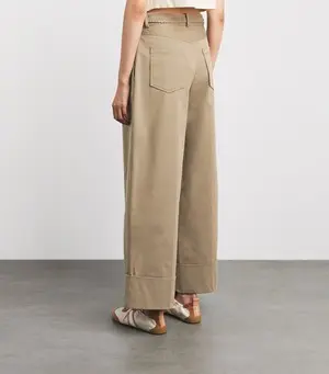 Sandro Cotton-blend Wide Pleated Trousers