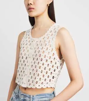 Sandro Crochet Embellished Top