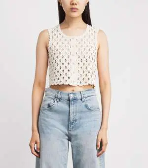 Sandro Crochet Embellished Top