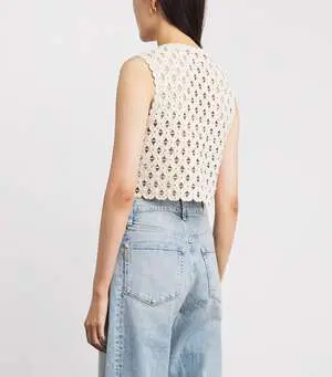 Sandro Crochet Embellished Top