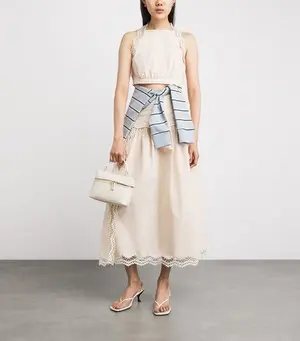 Sandro Cotton Lace-trim Crop Top