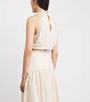 Sandro Cotton Lace-trim Crop Top