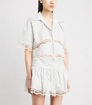 Sandro Cotton Stripe Embroidered Shirt