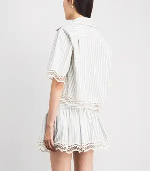 Sandro Cotton Stripe Embroidered Shirt