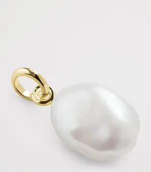 Monica Vinader Baroque Pearl Pendant Charm In Yellow