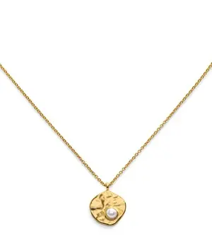 Monica Vinader Vermeil And Pearl Capri Disc Necklace - Gold