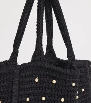 Sandro Crochet Studded Top-handle Bag