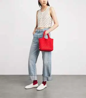 Sandro Crochet Studded Top-handle Bag