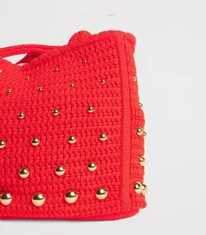 Sandro Crochet Studded Top-handle Bag