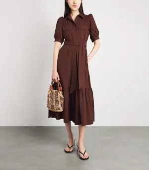 ME+EM Stretch-cotton Seersucker Midi Shirt Dress