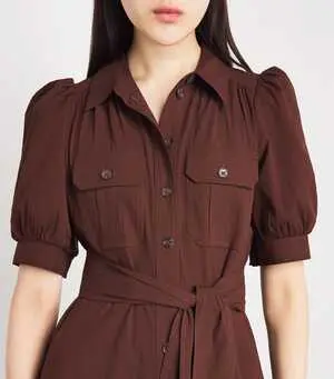 ME+EM Stretch-cotton Seersucker Midi Shirt Dress