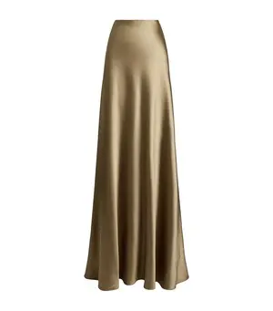Ralph Lauren Satin Masina Maxi Skirt - Grey