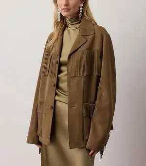 Ralph Lauren Suede Trim-fringe Perce Jacket