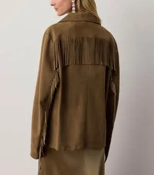 Ralph Lauren Suede Trim-fringe Perce Jacket