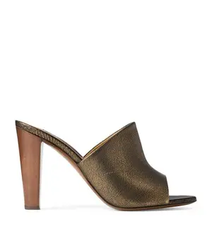Ralph Lauren Metallic Leather Adela Heeled Mules - Gold