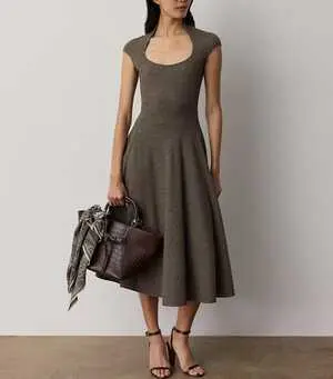 Ralph Lauren Wool-silk Tweed Maisey Midi Dress