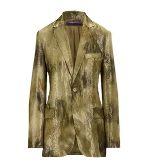 Ralph Lauren Silk-blend Marcy Abstract Metallic Blazer - Green