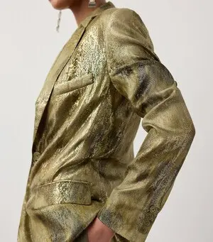 Ralph Lauren Silk-blend Marcy Abstract Metallic Blazer