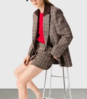Maje Wool-cotton Check Blazer