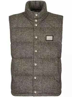 Dolce & Gabbana Chevron-knit Padded Gilet - Grey