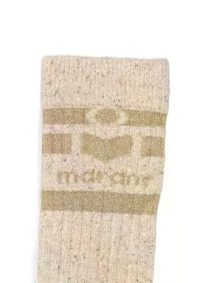Isabel Marant Étoile Logo-intarsia Ribbed-knit Socks