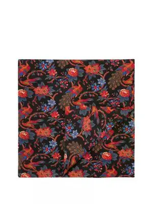 La DoubleJ Pavone-print Linen Tablecloth - Black