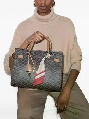 Liu Jo Monogram Satchel Bag With Scarf Accent