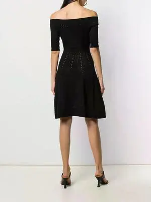 Dsquared2 Off-shoulder Knitted Dress With Punch Hole Detailing
