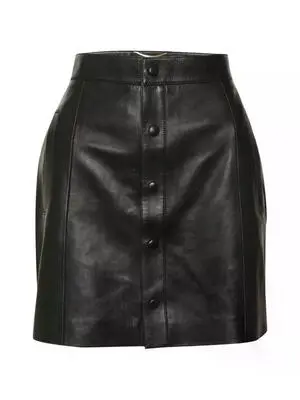 Saint Laurent Button-up Leather Skirt