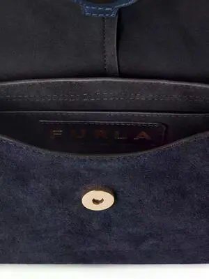 Furla Mini Logo Plaque Suede Tote Bag