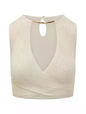 Elisabetta Franchi Ribbed-knit Wrap Top